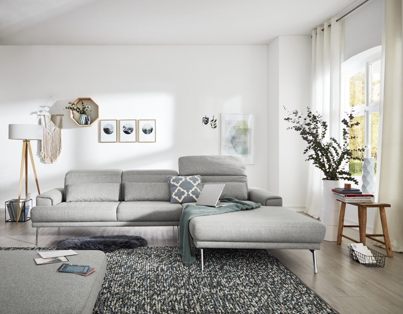 Musterring Polsterecke MR 4580 in Stoff Mono light grey | 1201001805