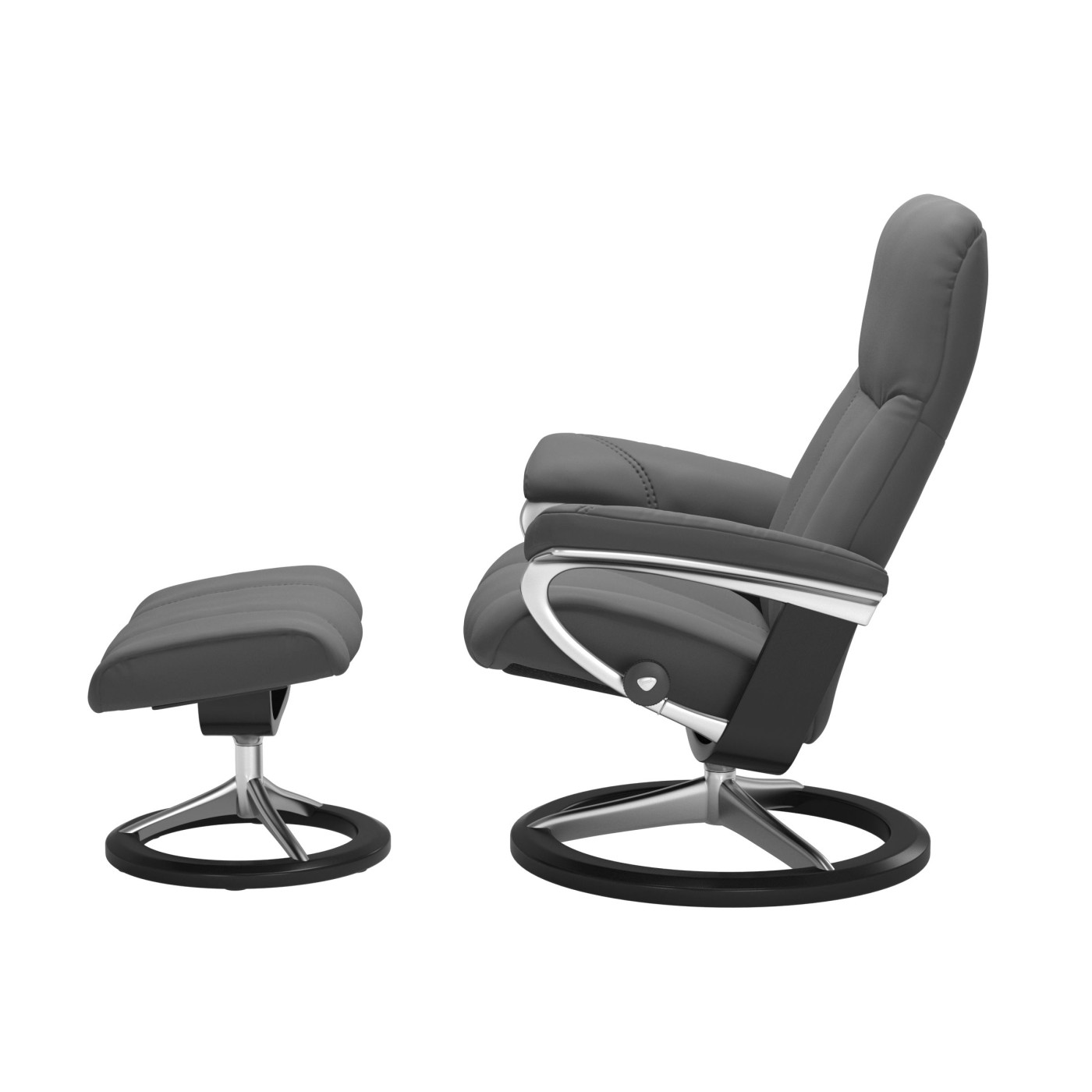 Stressless Sessel mit Hocker CONSUL SIGNATURE (M) in Leder Batick grey ...